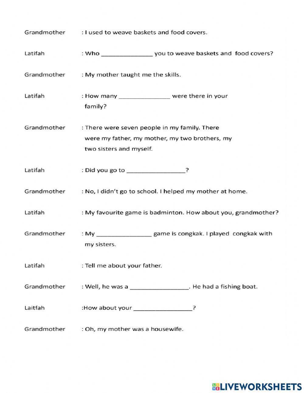 Cloze Passage and Grammar online exercise for | Live Worksheets