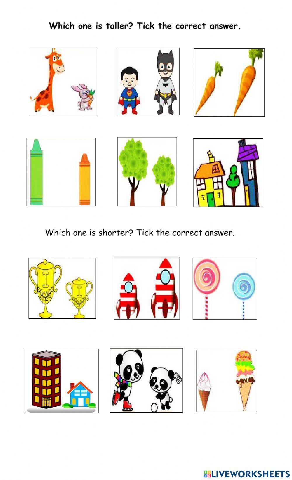 Tall and Short | Free Interactive Worksheets | 1481601