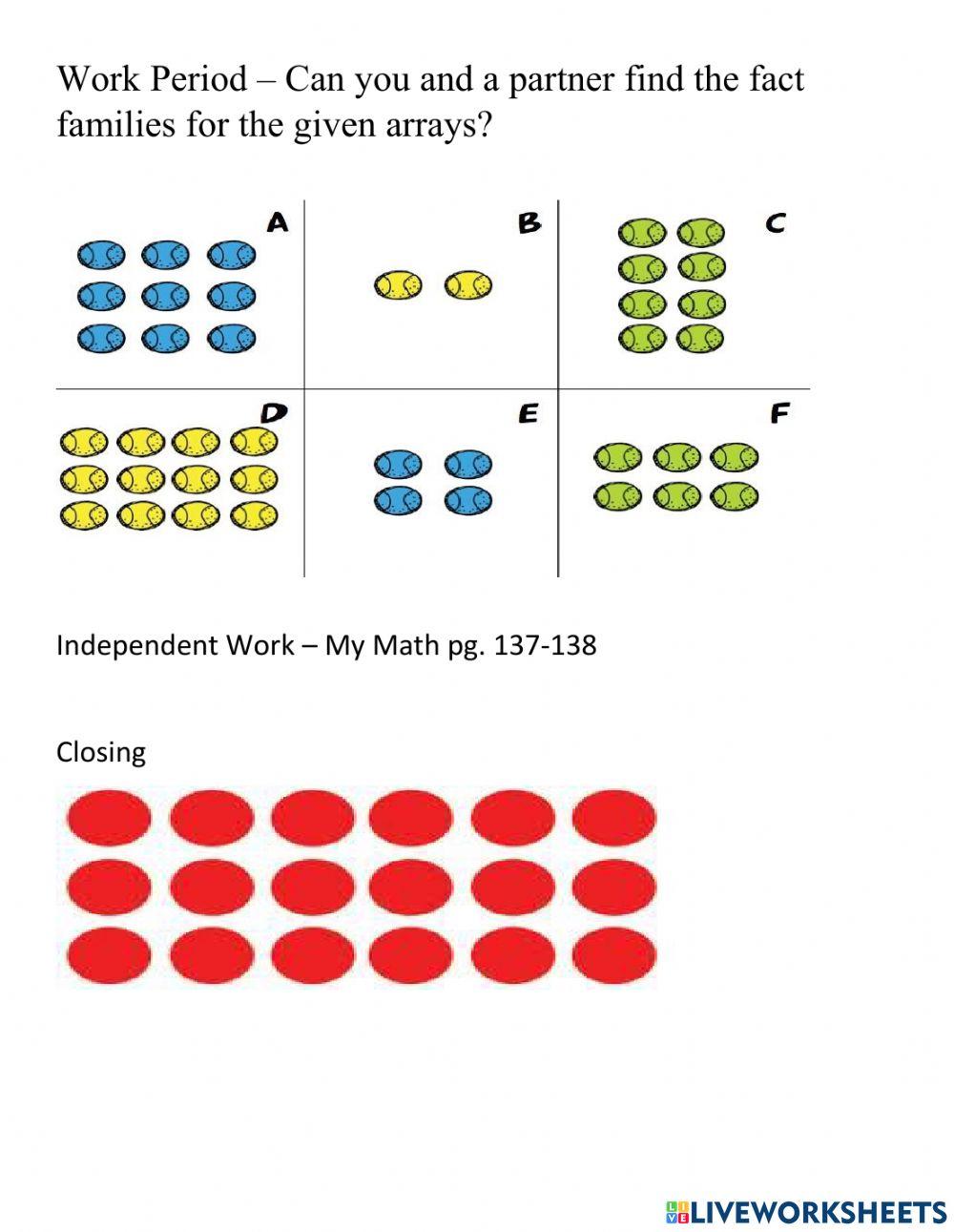 Math Work Mat Week 10 worksheet | Live Worksheets