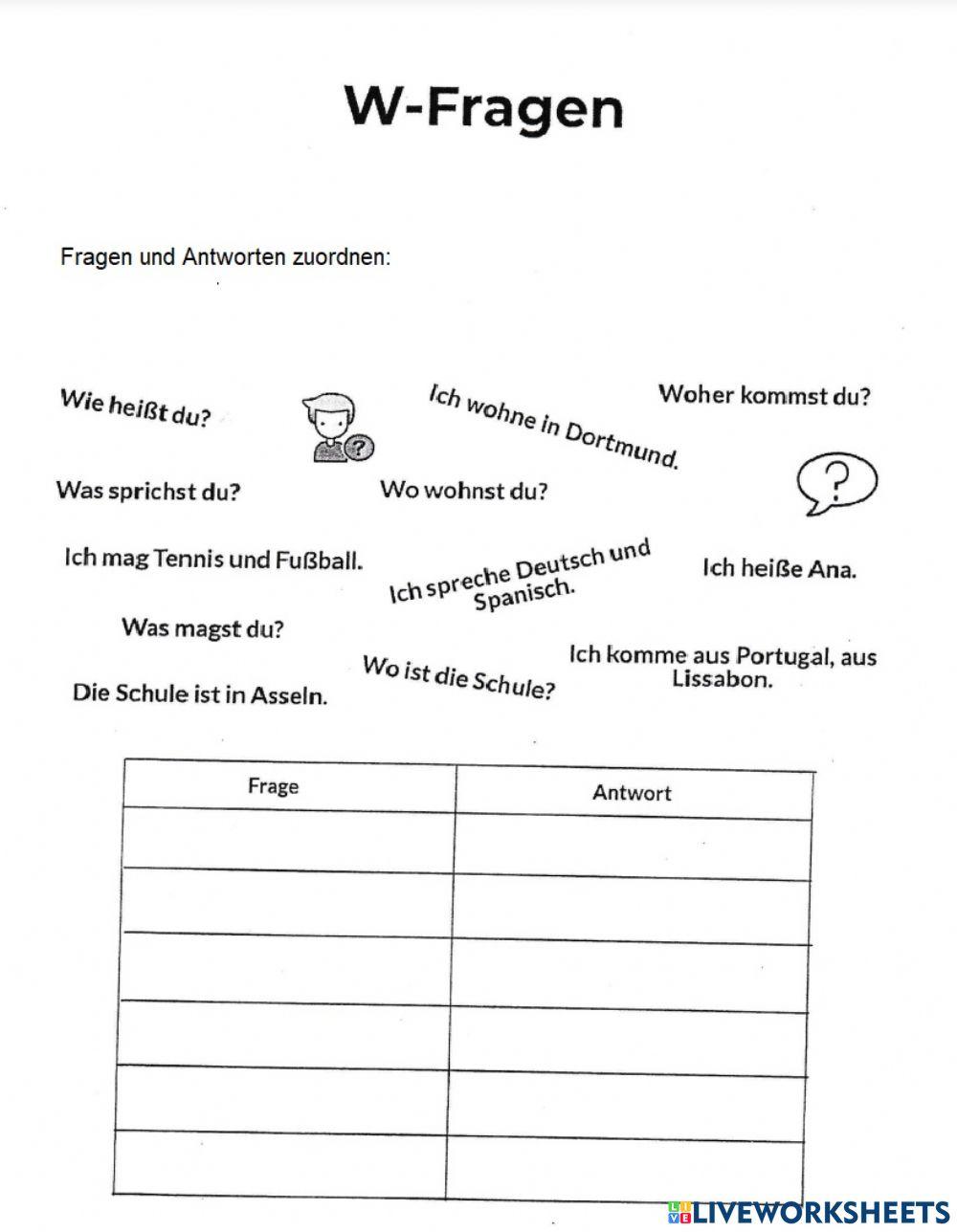 W-Fragen | Free Interactive Worksheets | 1481841