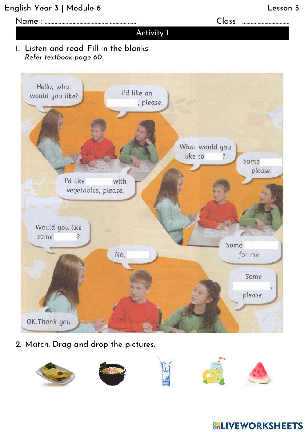 English Year 3 Module 6 - Lesson 5.1 worksheet | Live Worksheets