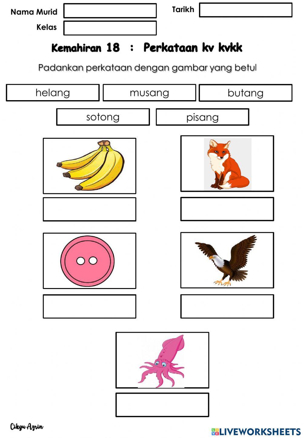 Padankan KV KVKK worksheet | Live Worksheets