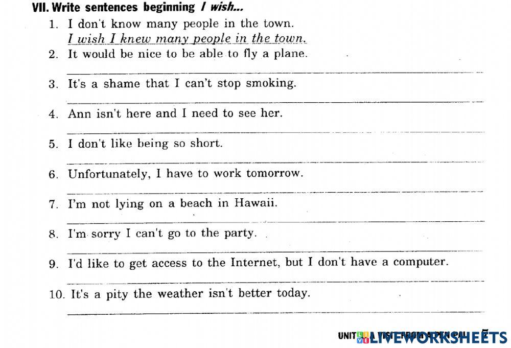 Wish with Past … | Free Interactive Worksheets | 1482542