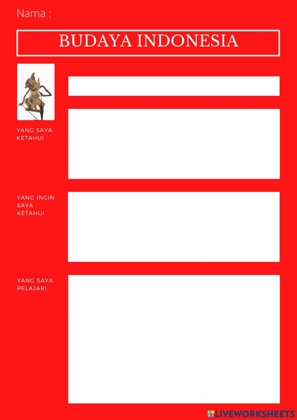 Kebudayaan Indonesia interactive worksheet | Live Worksheets