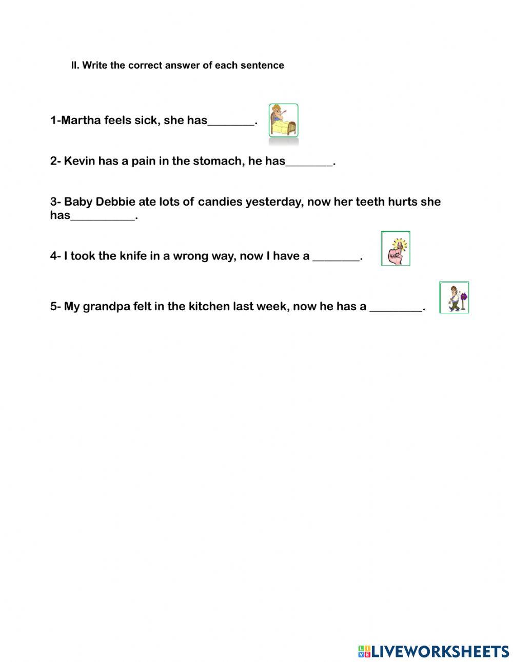 The aches worksheet | Live Worksheets