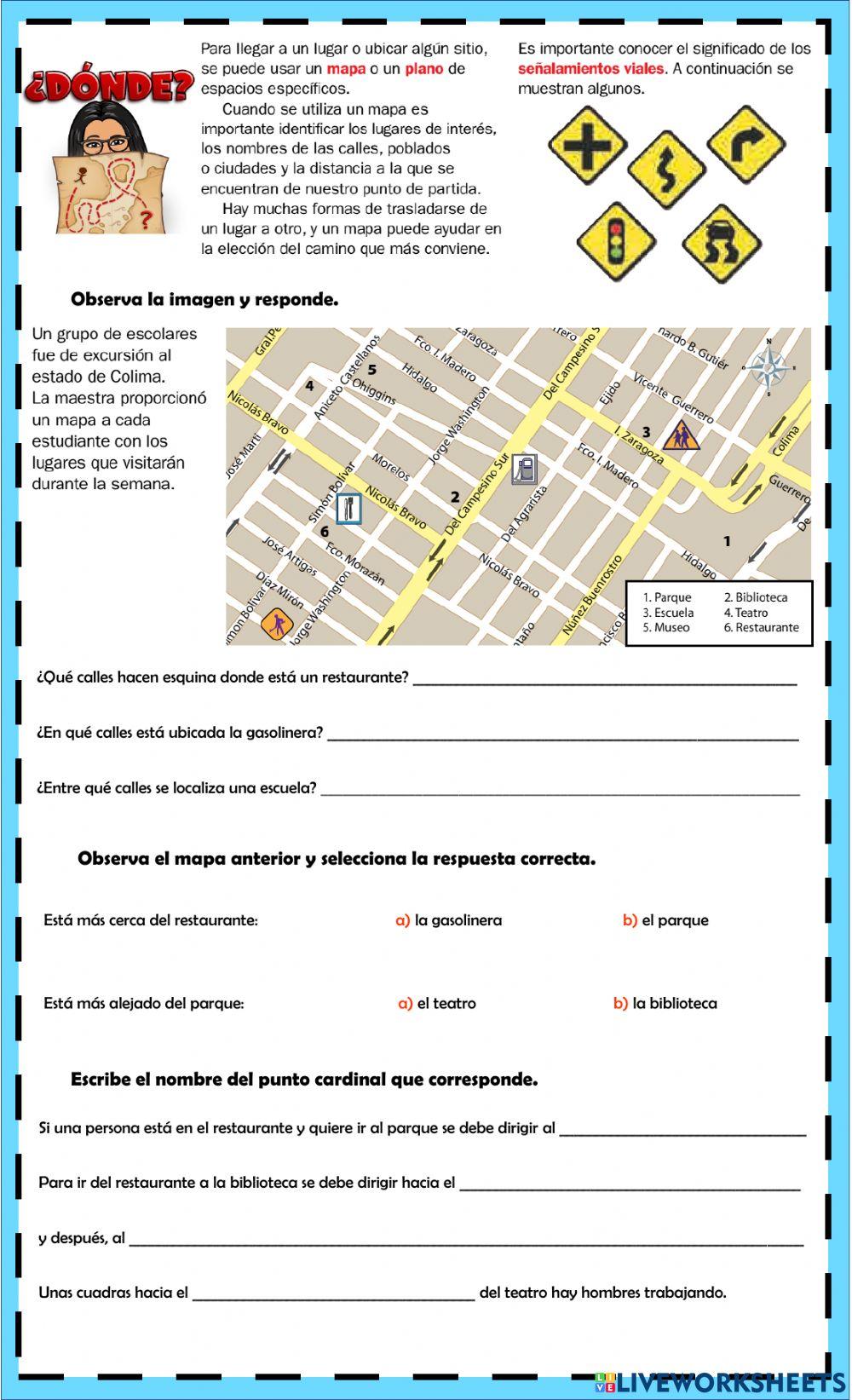 Hojas De Trabajo Para Practicar La Lectura De Mapas