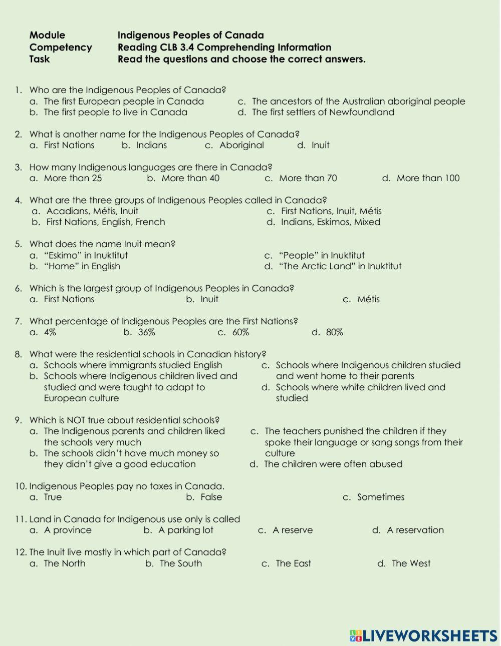 Reading CLB 3.4… | Free Interactive Worksheets | 1112168