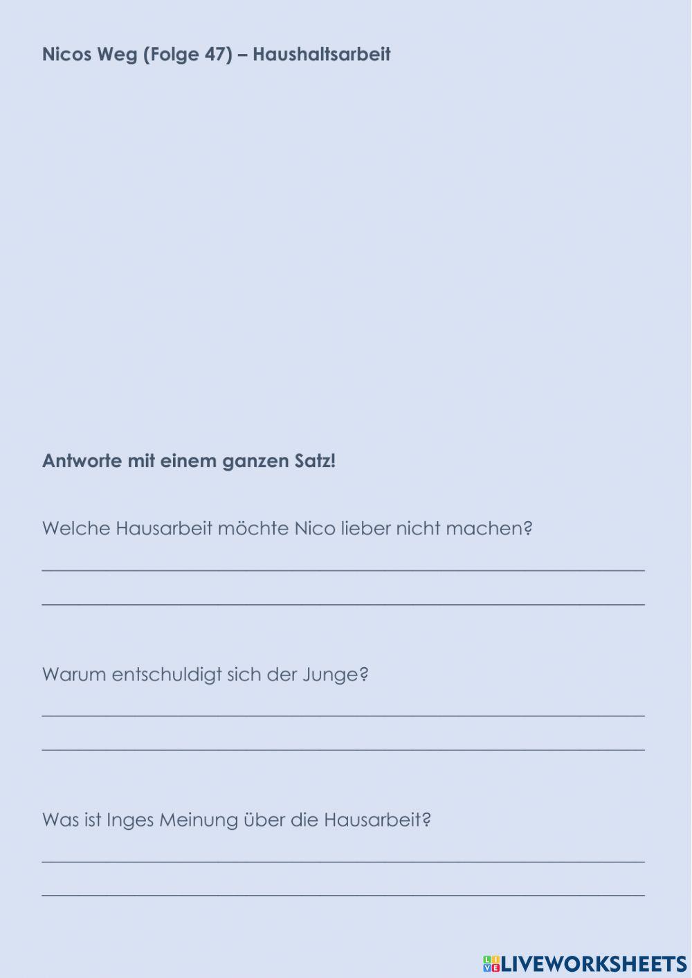 Nicos Weg - Folge 47 03 worksheet | Live Worksheets