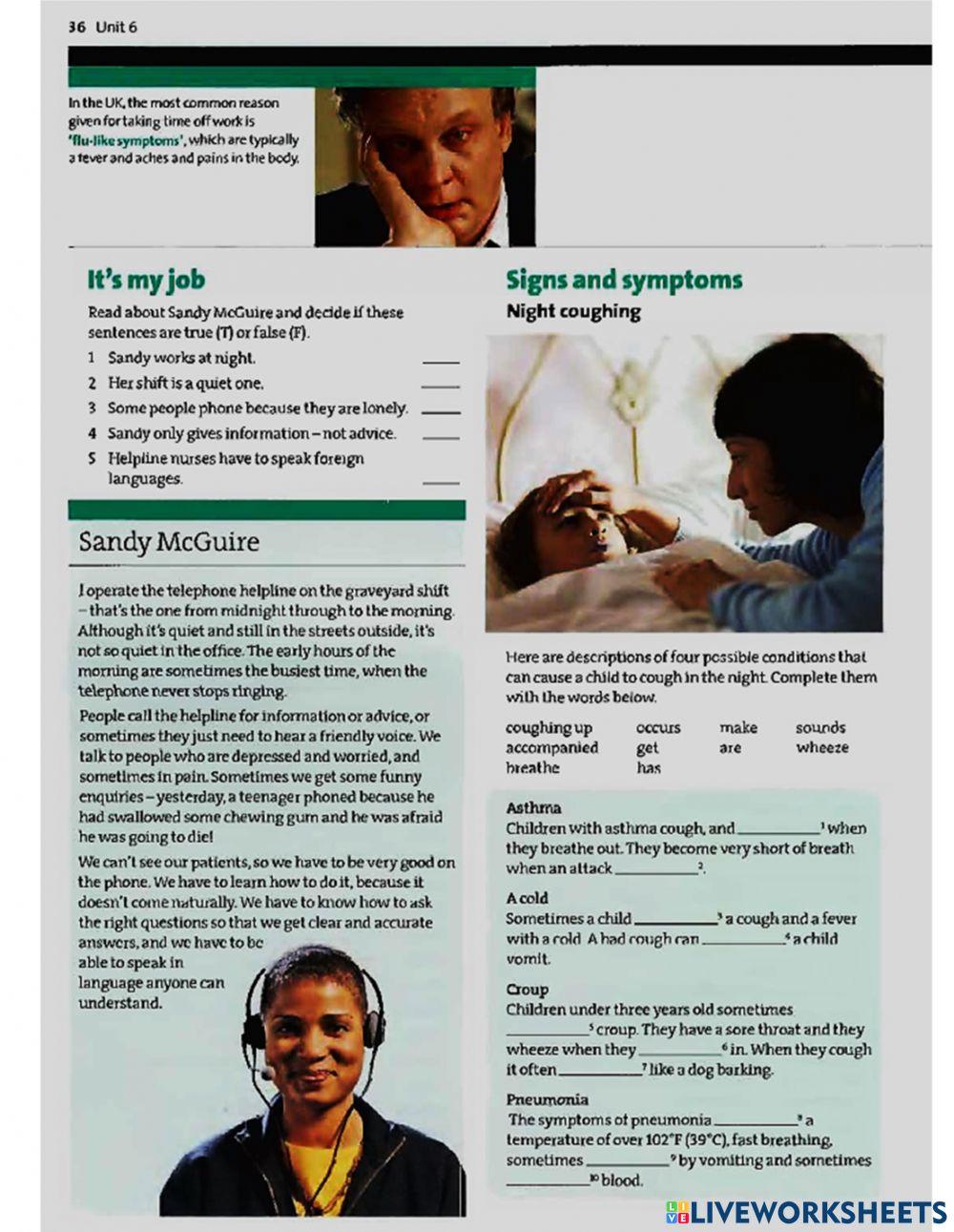 Symptoms-2 worksheet | Live Worksheets