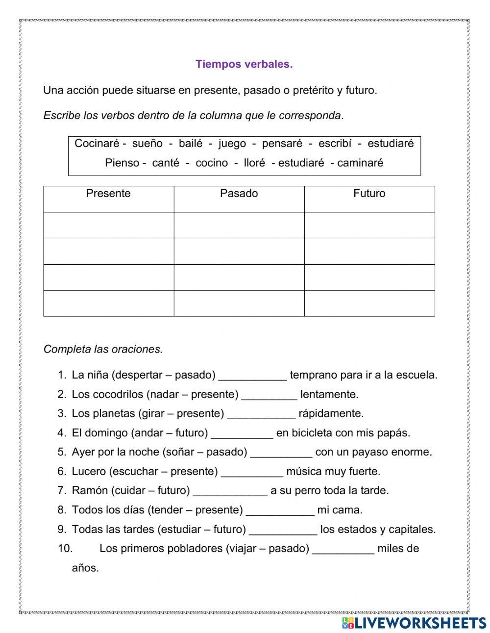 Tiempos Verbales Indicativo 4 Worksheet Live Worksheets Porn Sex Picture
