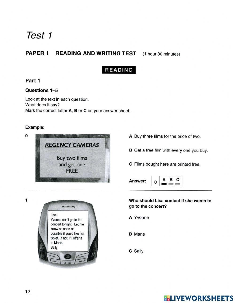 Cambridge Preli… | Free Interactive Worksheets | 1484317