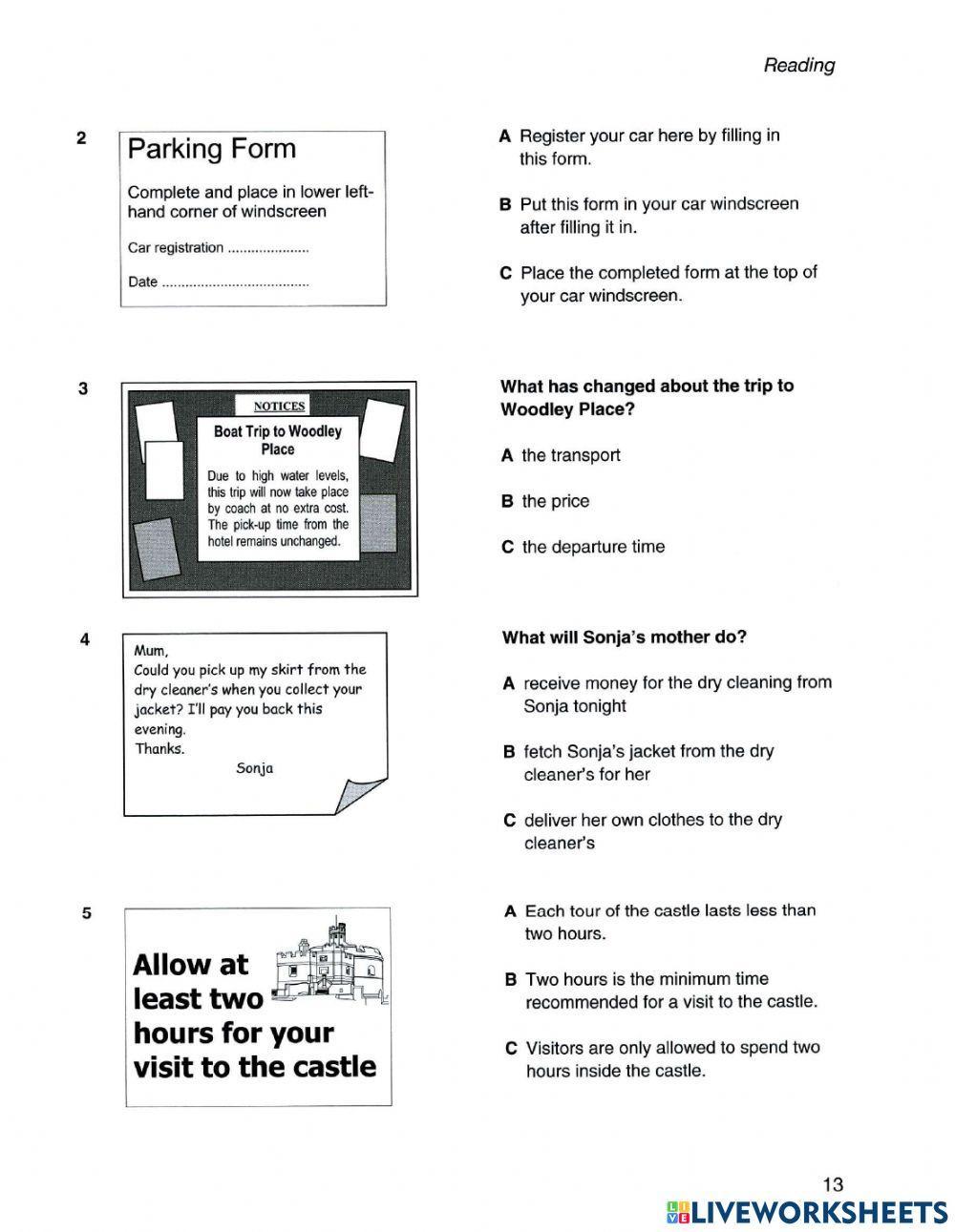 Cambridge Preli… | Free Interactive Worksheets | 1484317