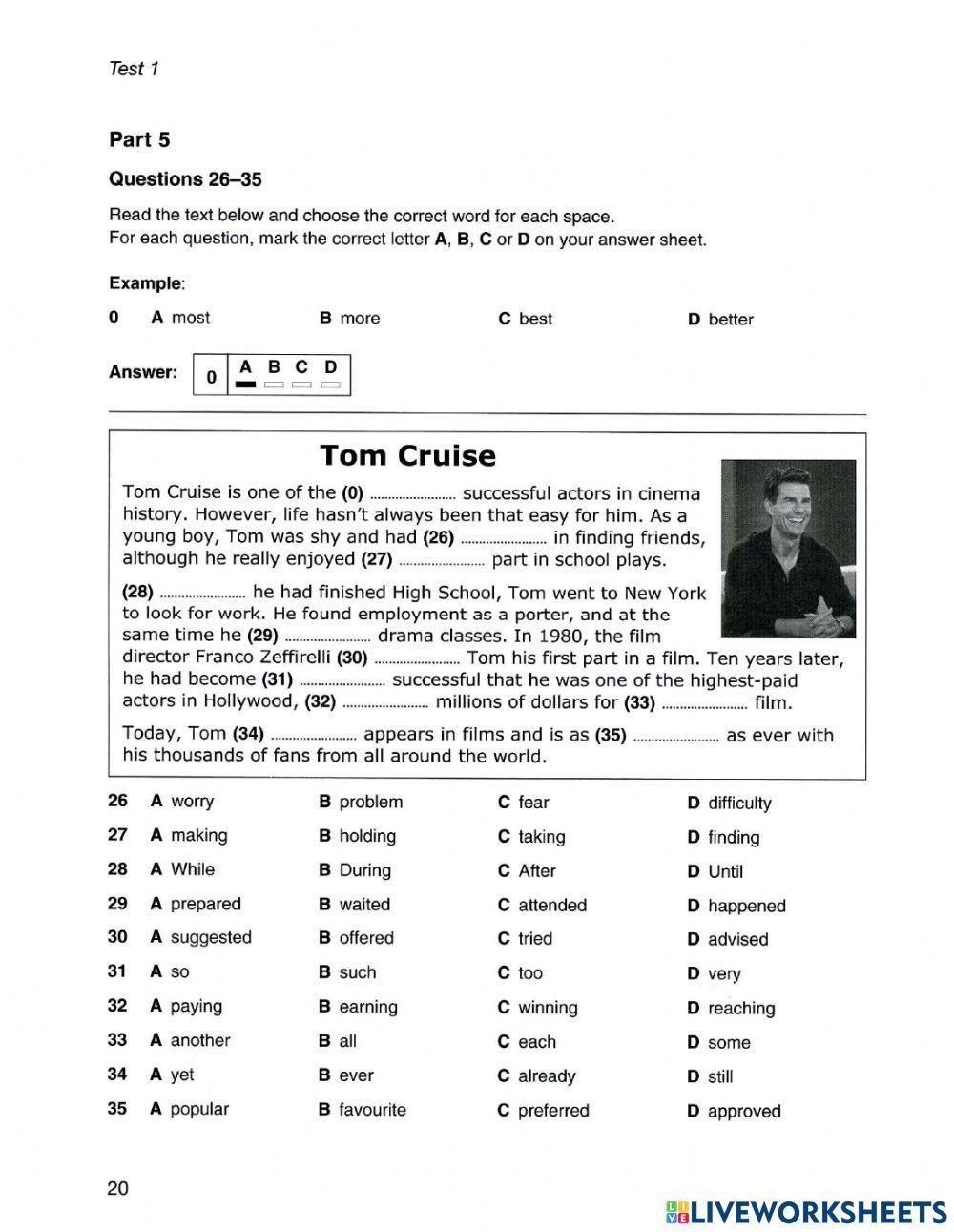 Cambridge Preli… | Free Interactive Worksheets | 1484317