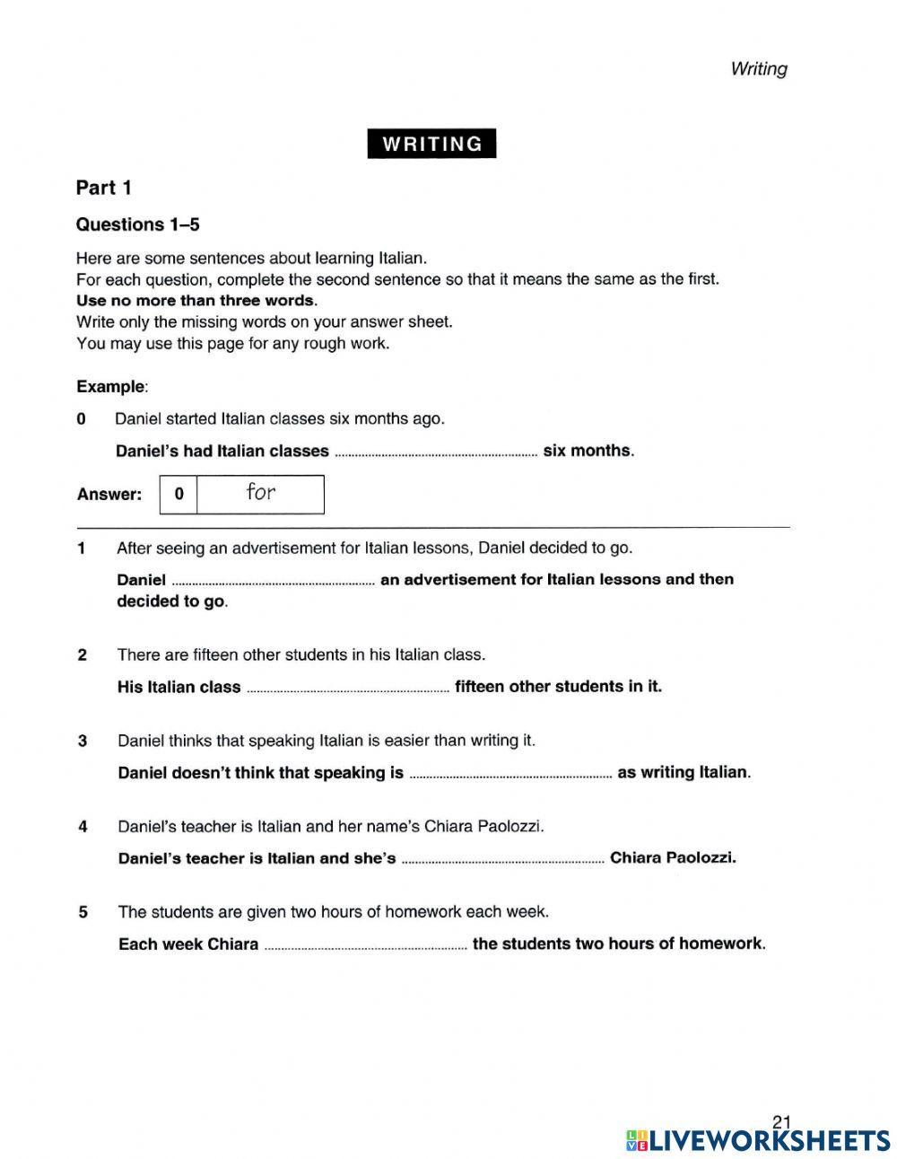 Cambridge Preli… | Free Interactive Worksheets | 1484317