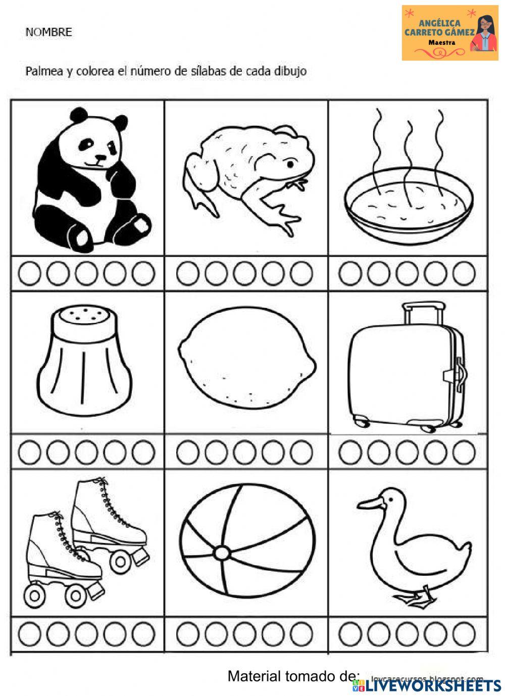 Palmadas separación silábica worksheet | Live Worksheets