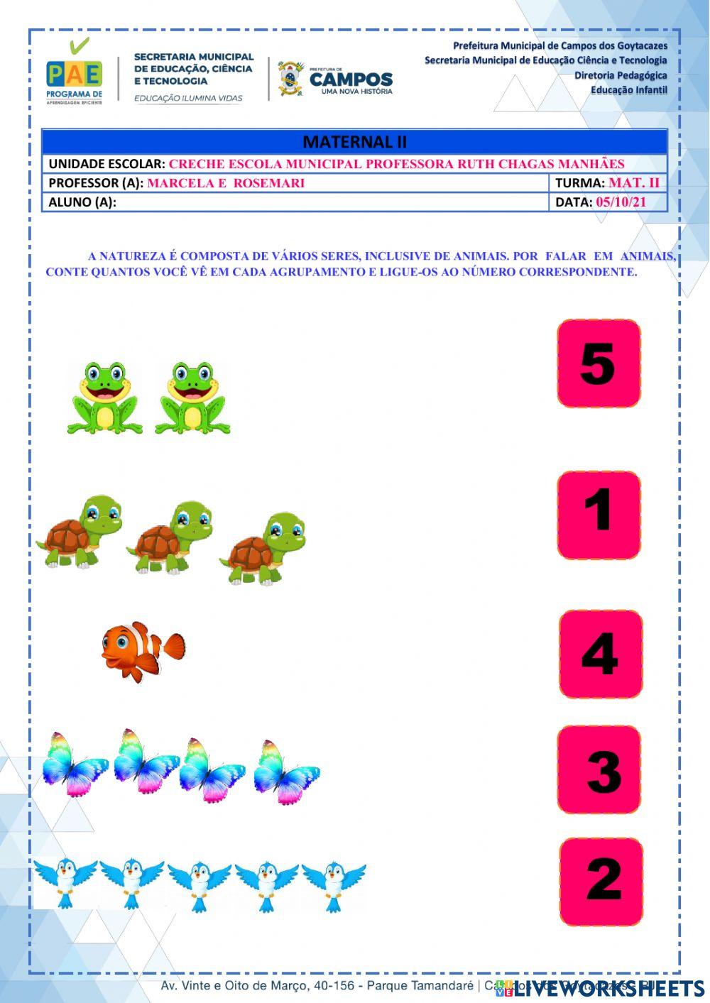 Ligue os Números - Animais 2 - verloop.io