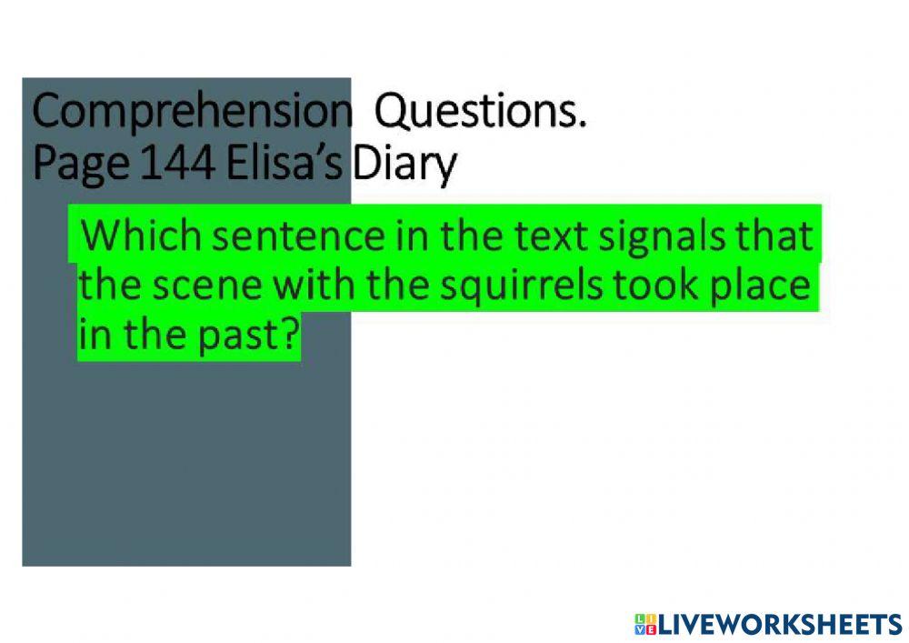 Elisas Diary | Free Interactive Worksheets | 1484601