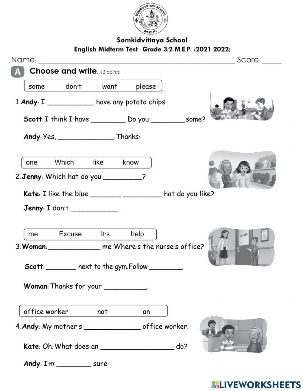 Midterm Test online worksheet for Grade 3 | Live Worksheets