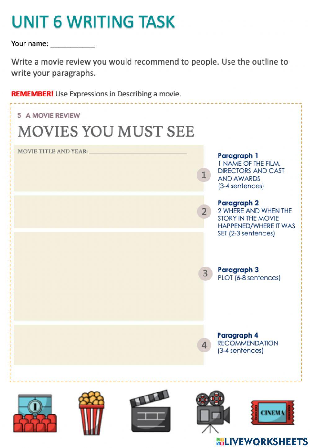 Movie cmposiiton worksheet | Live Worksheets