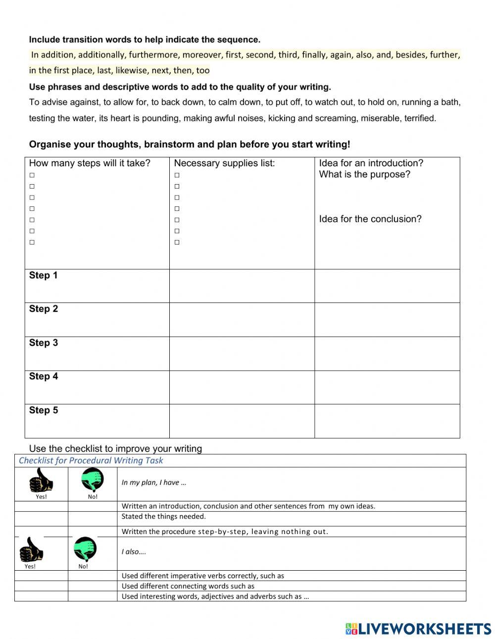 SBA Procedural Writing online exercise for | Live Worksheets SBA Procedural Writing online exercise for | Live Worksheets