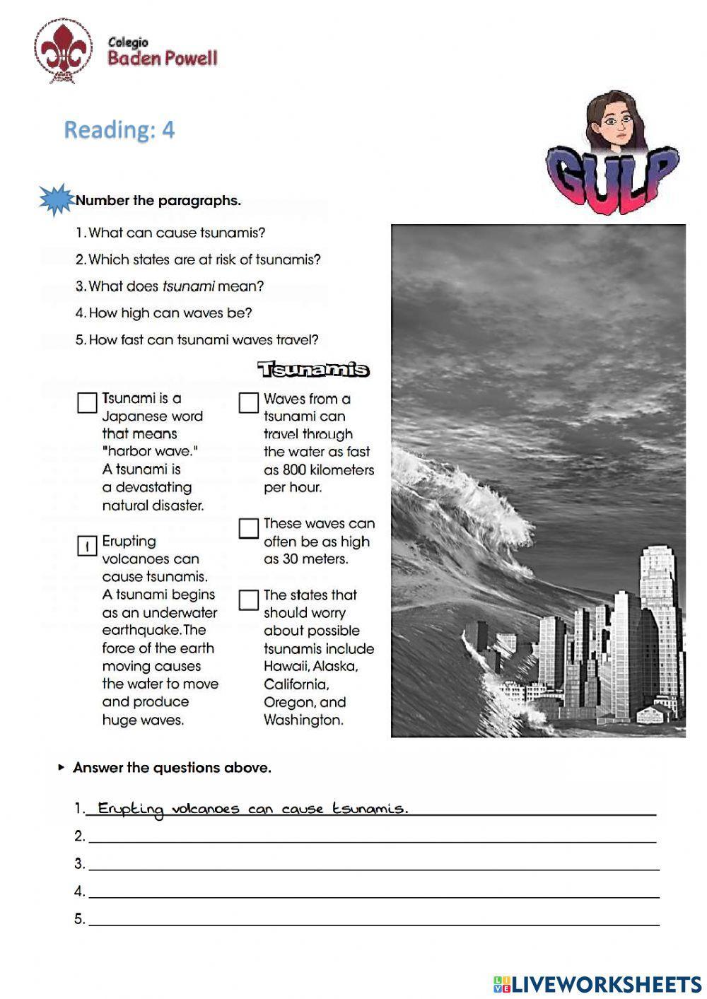 Tsunamis | Free Interactive Worksheets | 1485123
