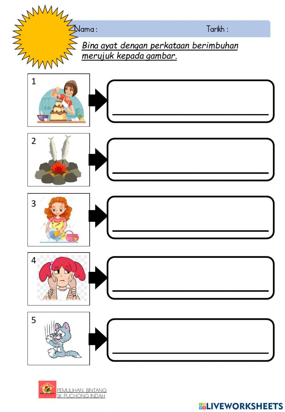 Perkataan Berimbuhan Awalan online worksheet | Live Worksheets