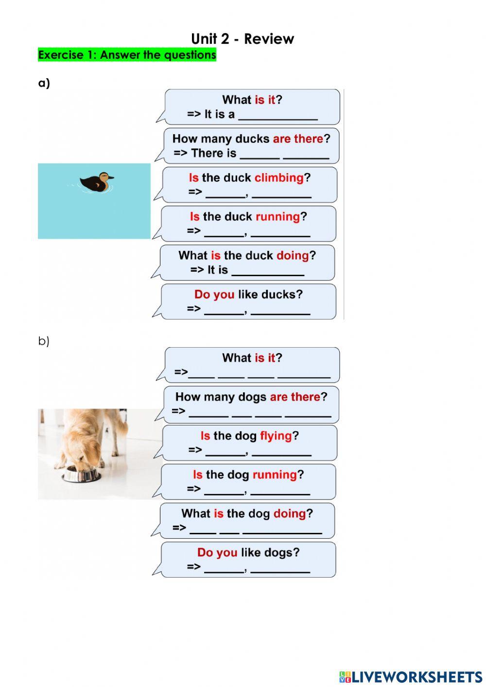 Unit 2 - Animals worksheet | Live Worksheets