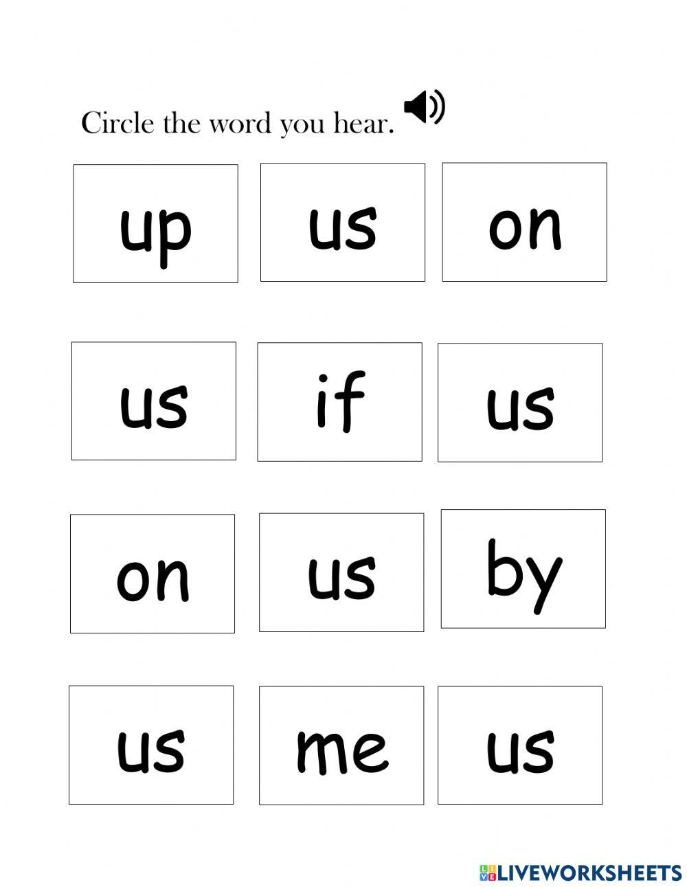 Sight Word - us worksheet | Live Worksheets