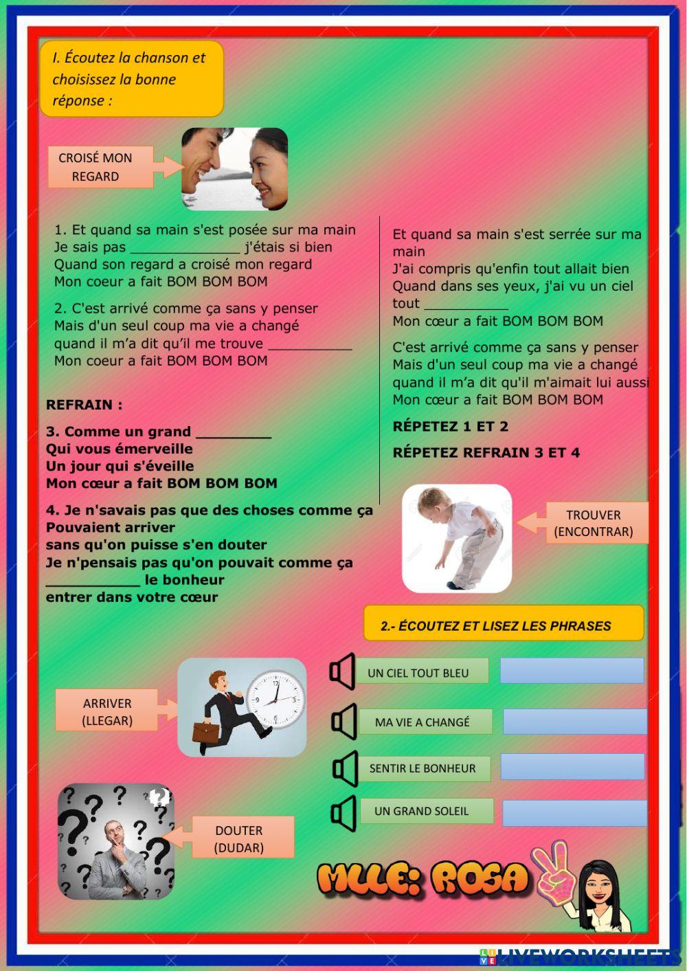 Dorothée- bom-bom-bom worksheet | Live Worksheets