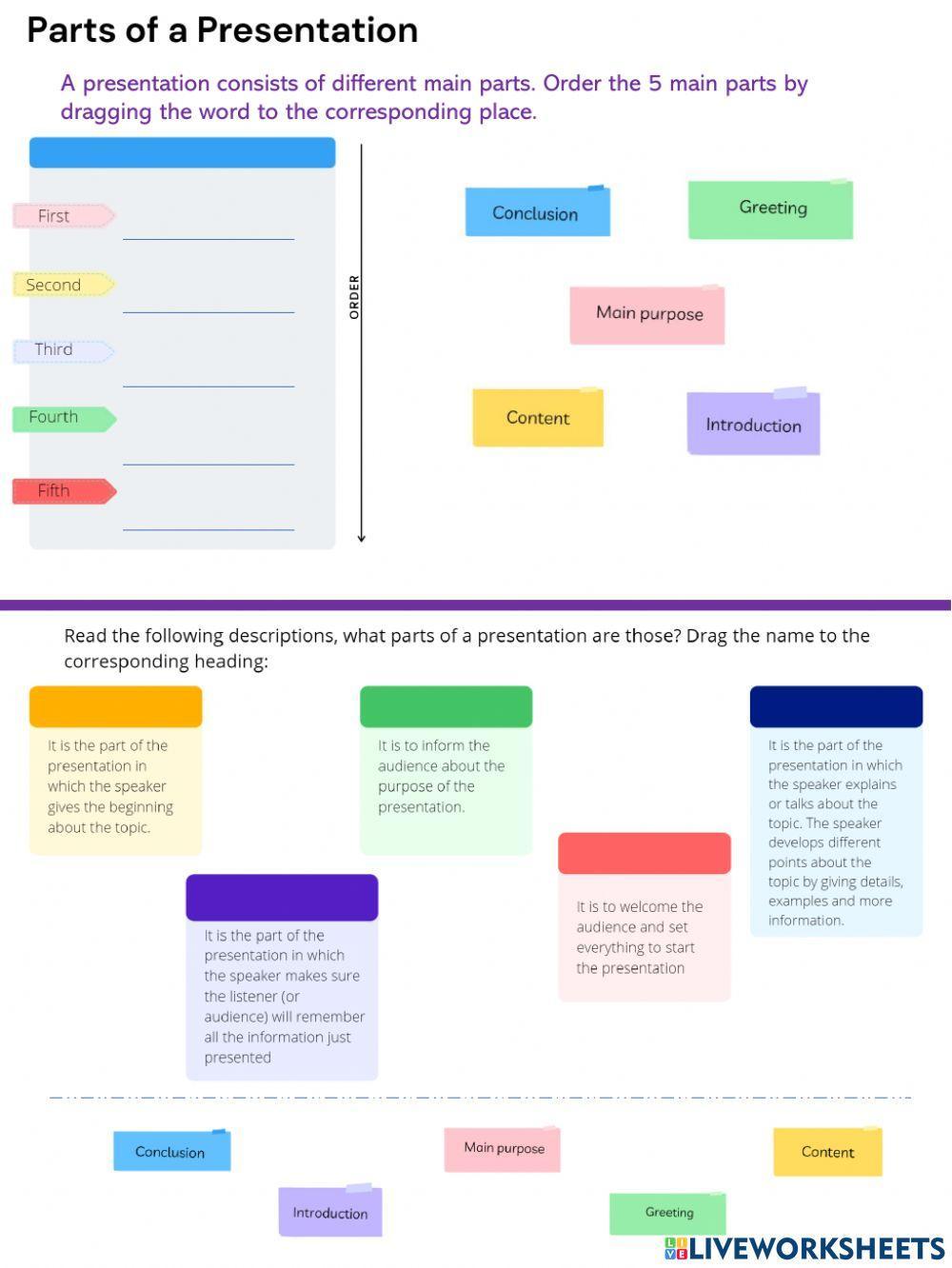 1486374 | Main and Basic Parts of a Presentation Teacher