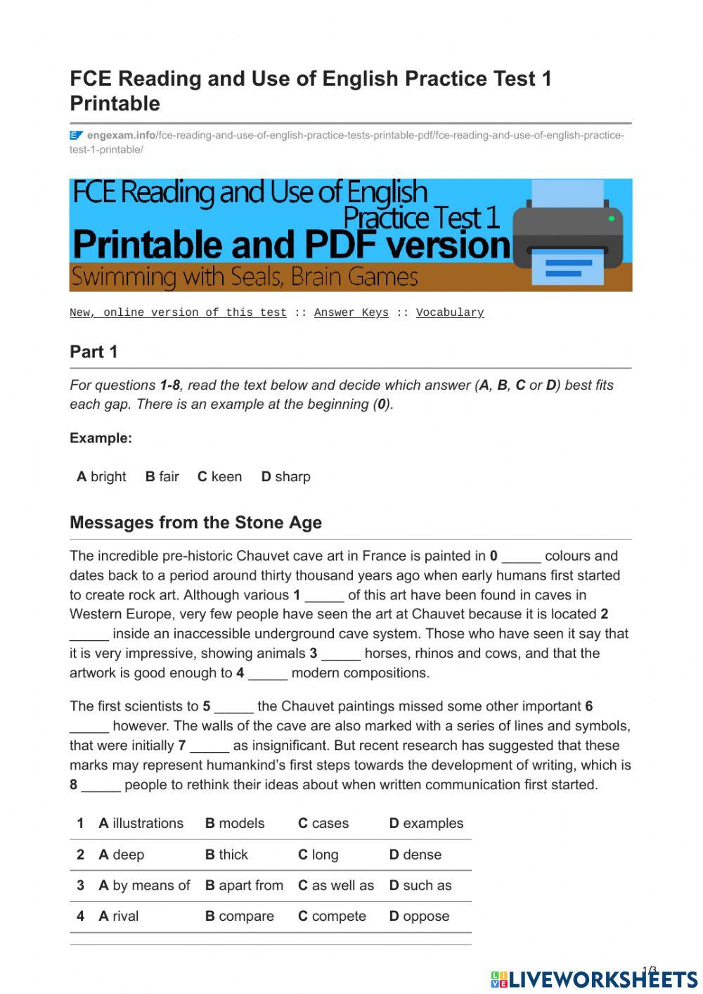 1486500 | FCE Reading and UOE 1 | phamthaobmt86
