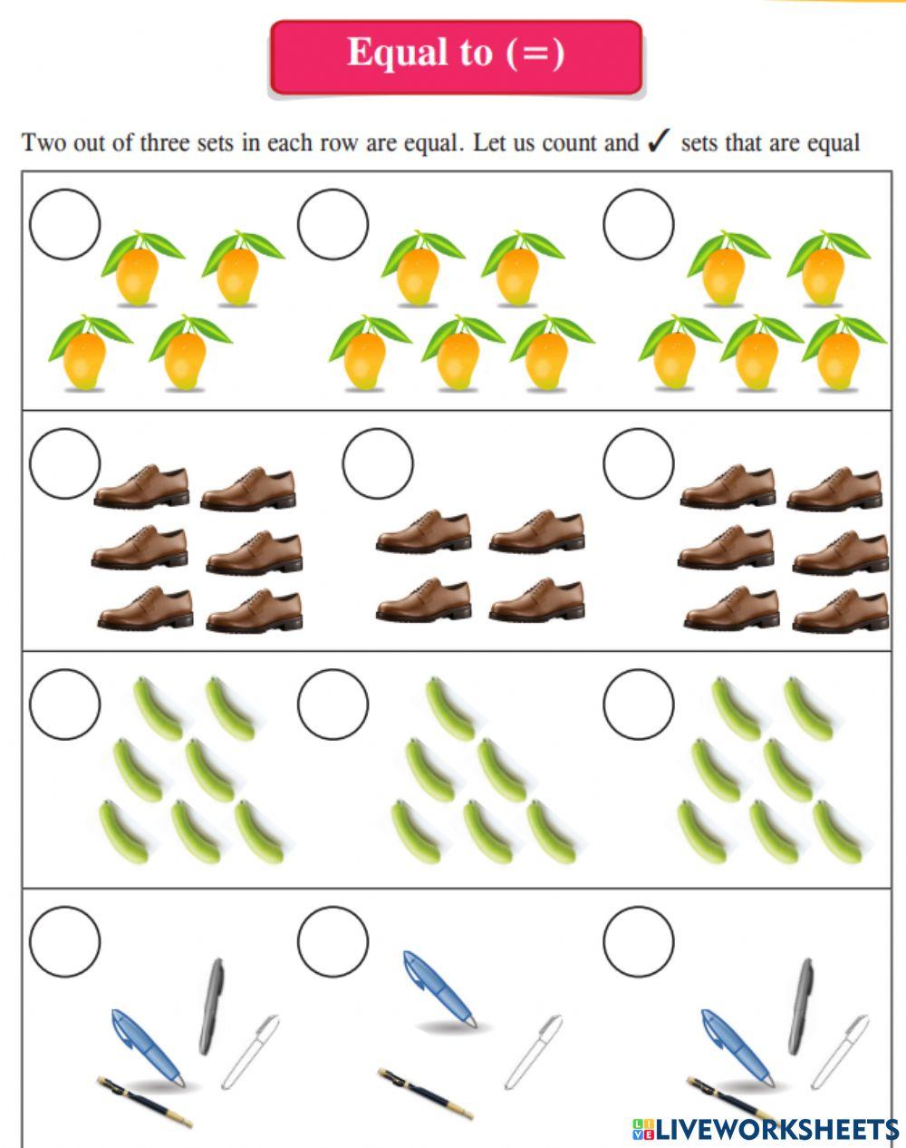 Comparison interactive worksheet for Grade 1 | Live Worksheets