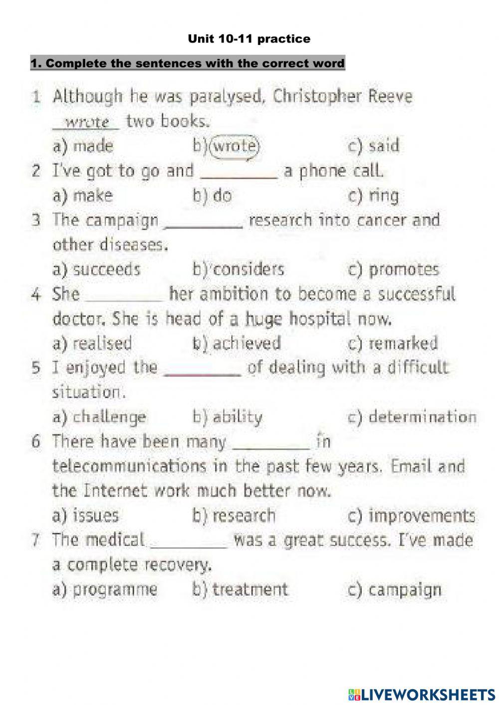 Unit 10-11 (pas… | Free Interactive Worksheets | 1486549