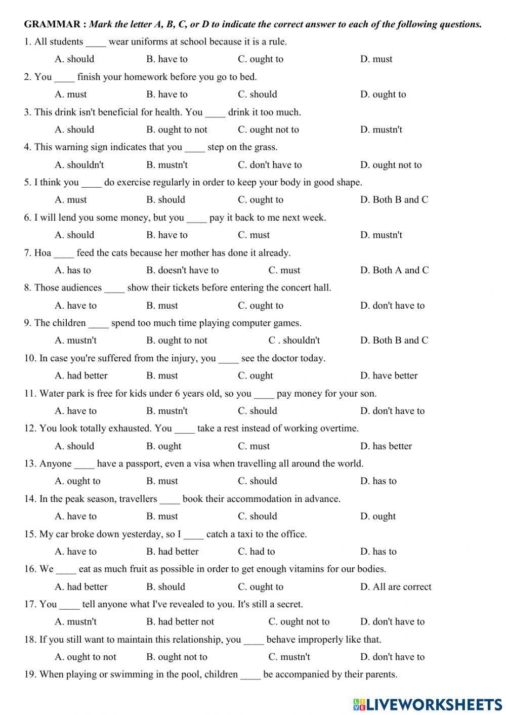 1486635 | Grammar | Nguyen Thi Cam Tu | LiveWorksheets