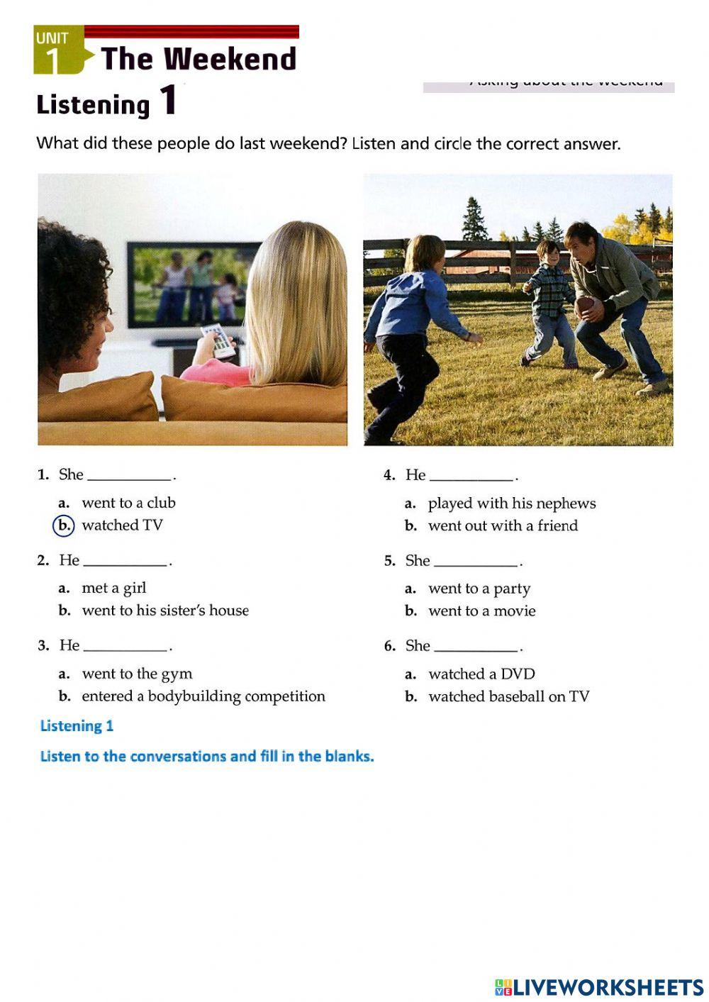 My weekend (lis… | Free Interactive Worksheets | 1487452