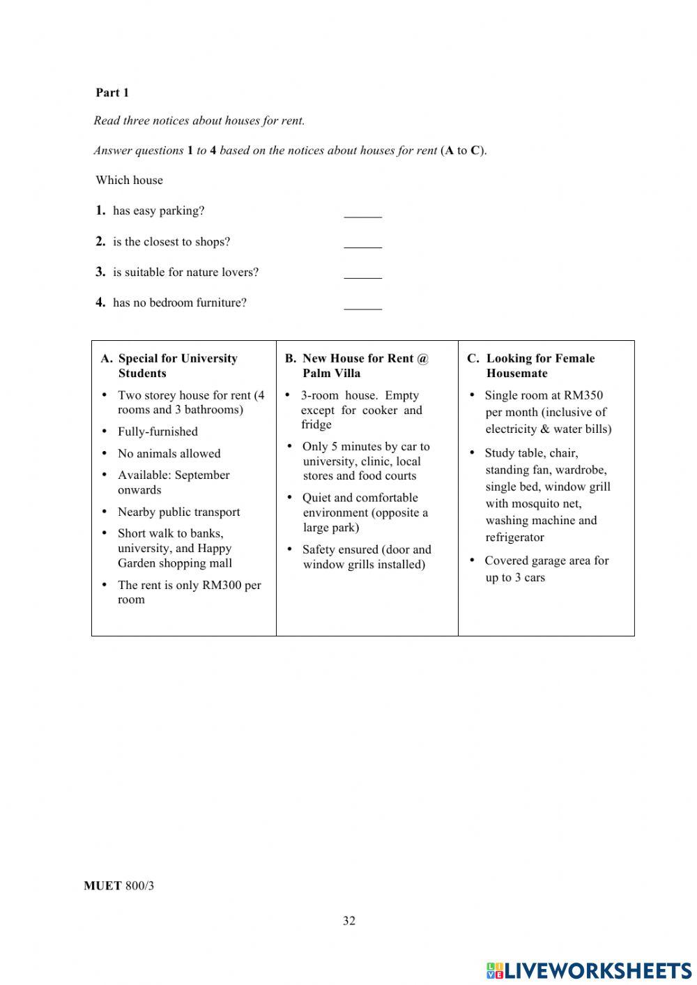 MPM Reading Tes… | Free Interactive Worksheets | 4002367
