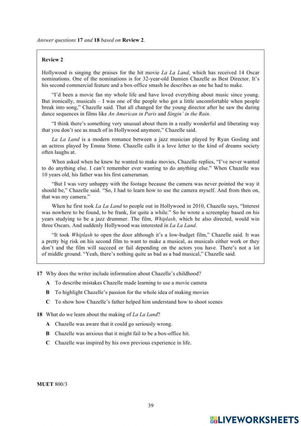 MPM Reading Tes… | Free Interactive Worksheets | 4002367