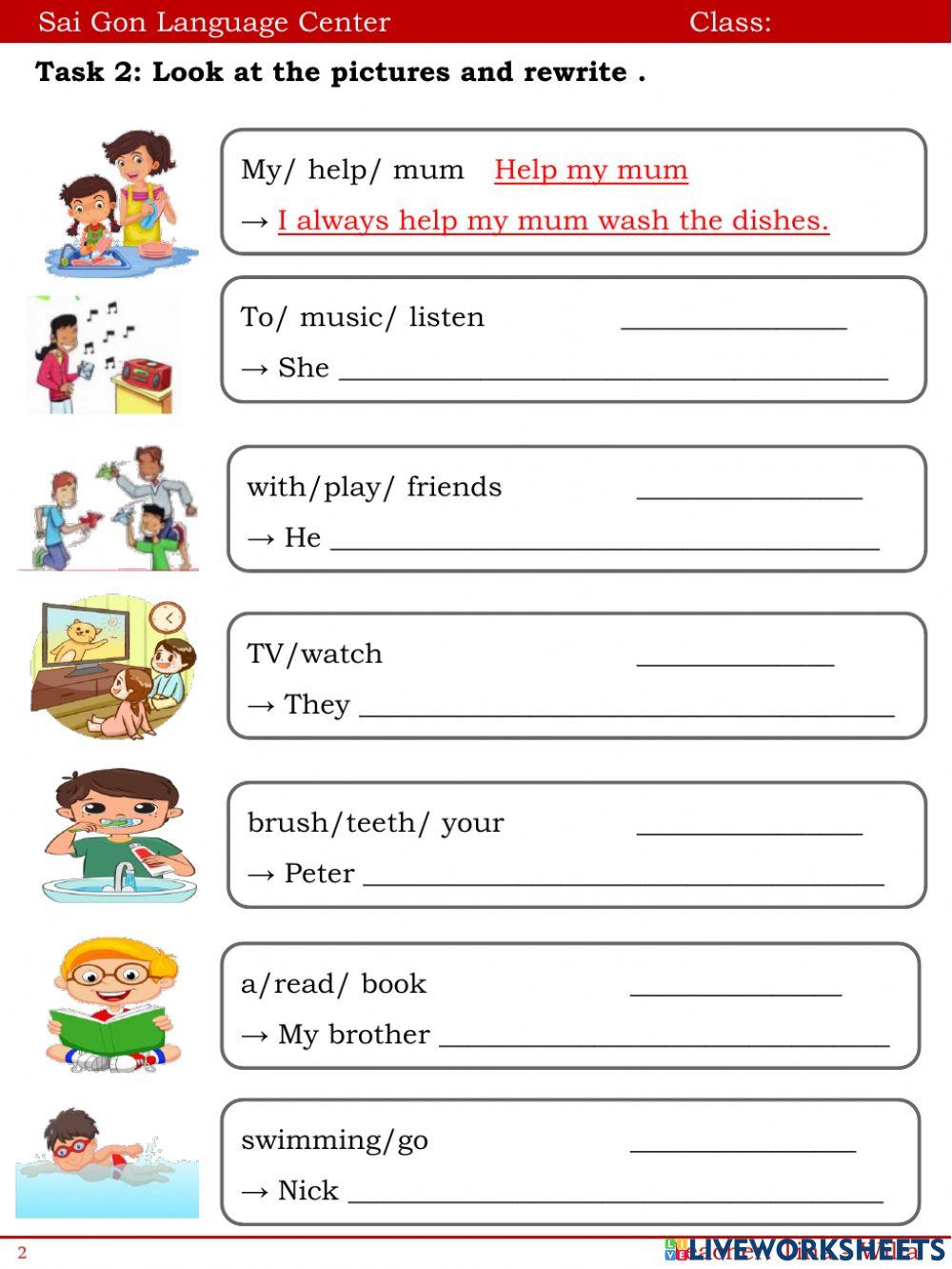 Tidy up activity for Grade 2 - 3 - 4 - 5 | Live Worksheets