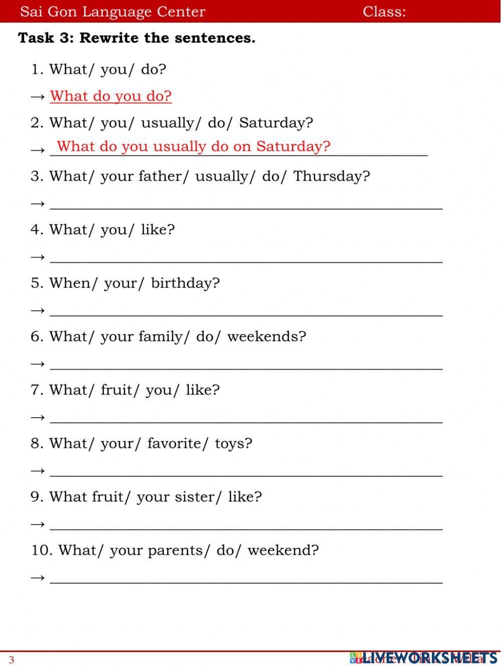 Tidy up activity for Grade 2 - 3 - 4 - 5 | Live Worksheets