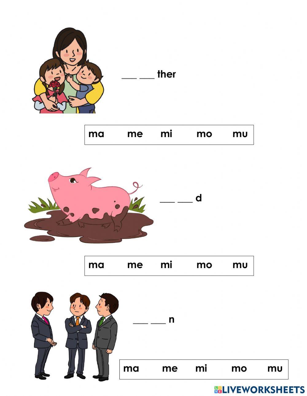 M blend | Free Interactive Worksheets | 1487250