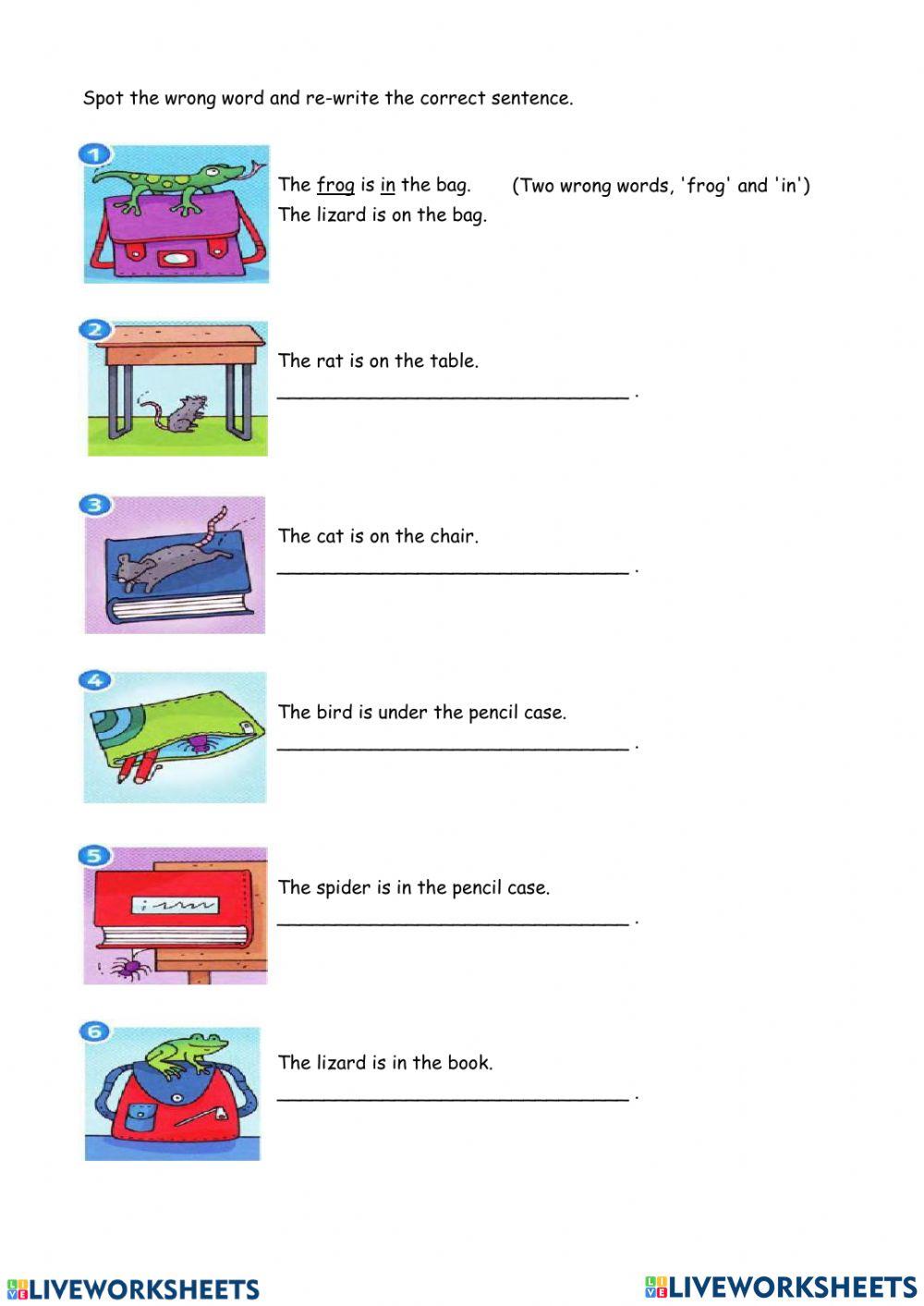 Preposition Year 1 CEFR worksheet | Live Worksheets