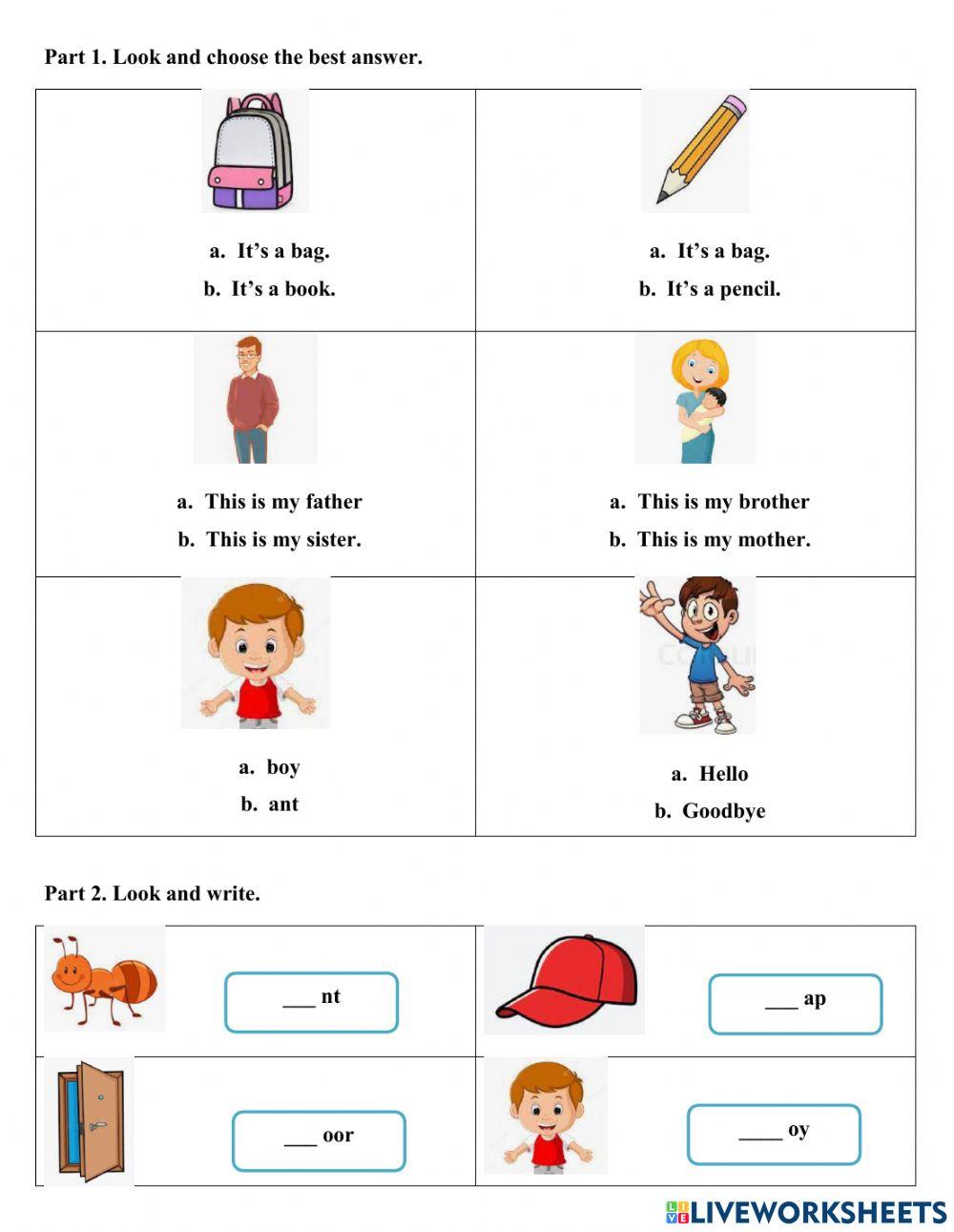 English 1 interactive exercise for 1 | Live Worksheets