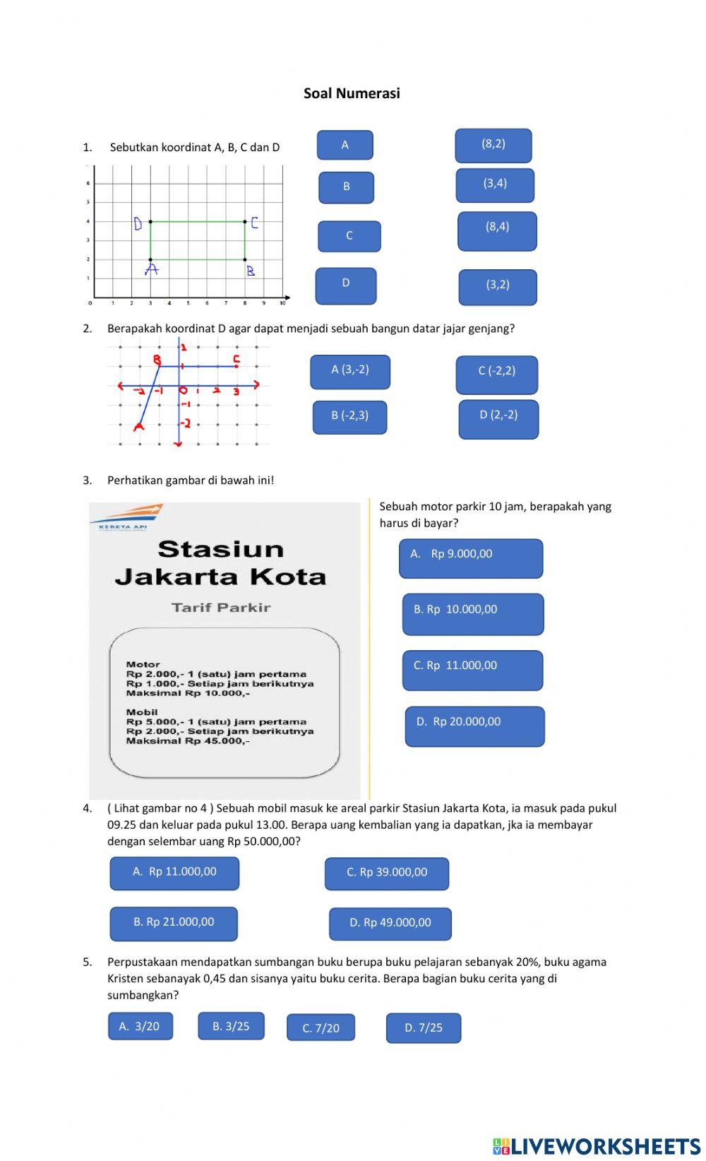 Soal Numerasi activity | Live Worksheets