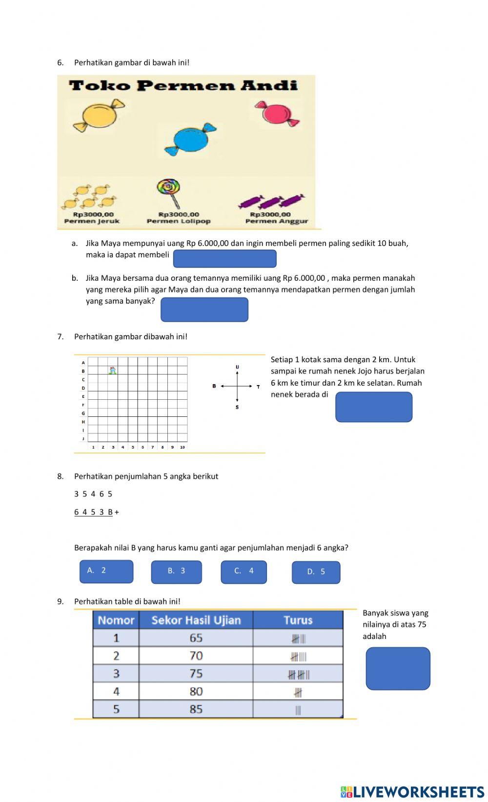 Soal Numerasi activity | Live Worksheets
