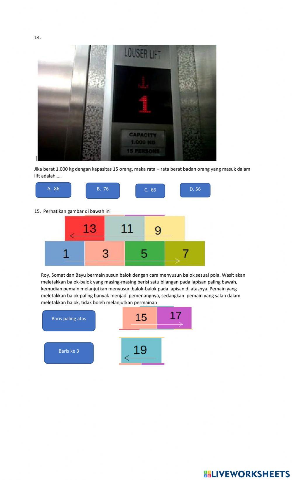 Soal Numerasi activity | Live Worksheets