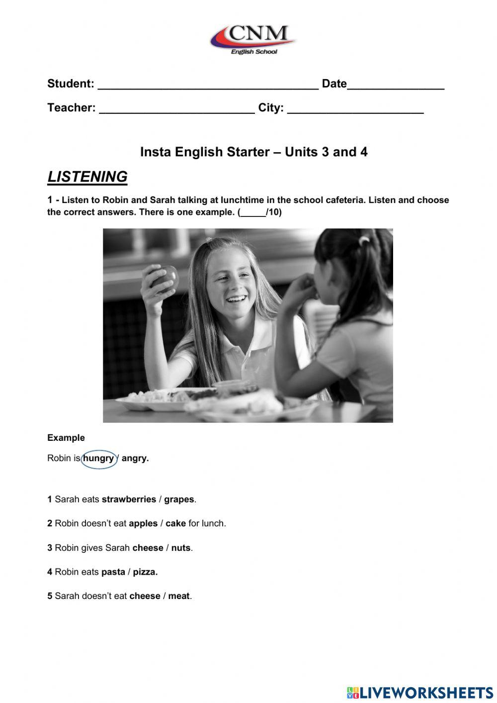 Insta English Starter - UN 3 e 4 online exercise for | Live Worksheets