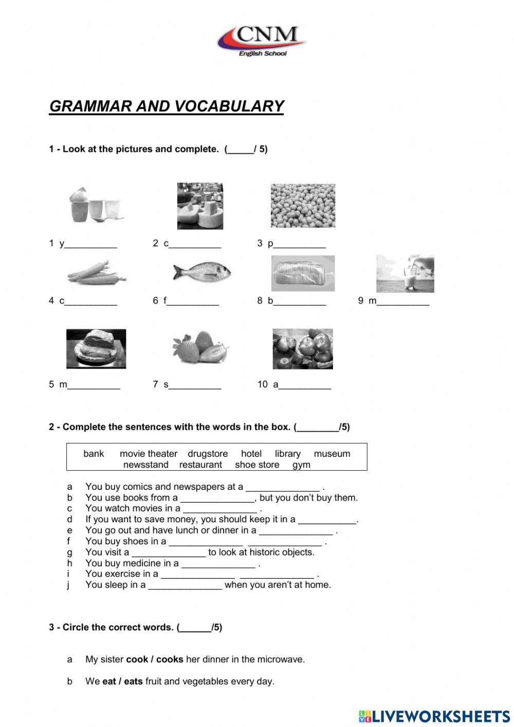 Insta English Starter - UN 3 e 4 online exercise for | Live Worksheets