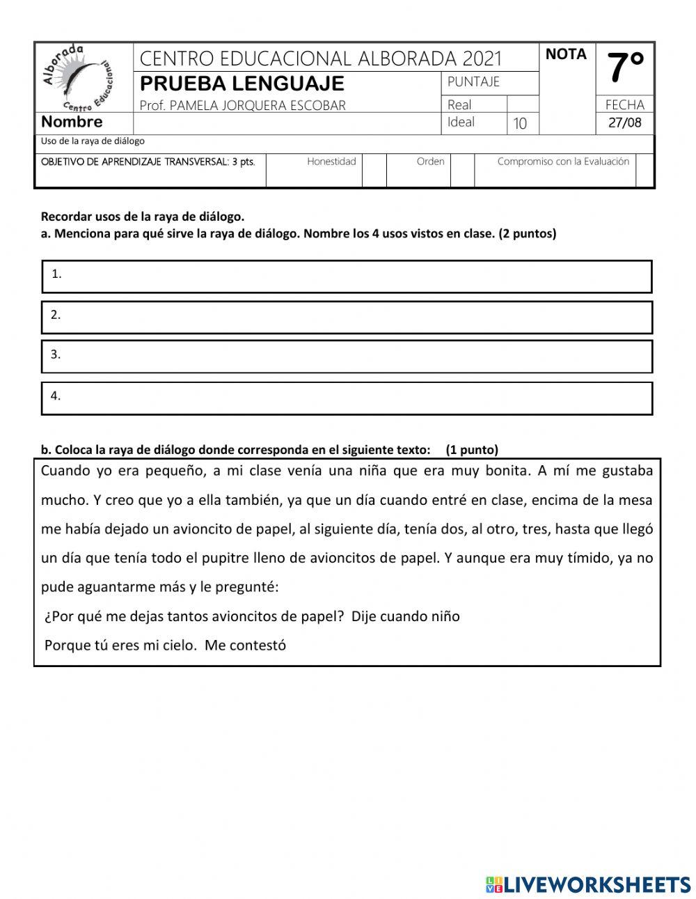 Pamela Jorquera | Prueba 7°, uso de la raya 4315238