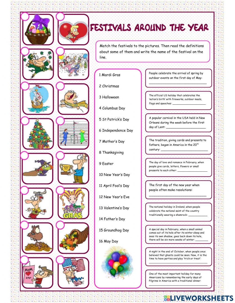 Festival | Free Interactive Worksheets | 1488051