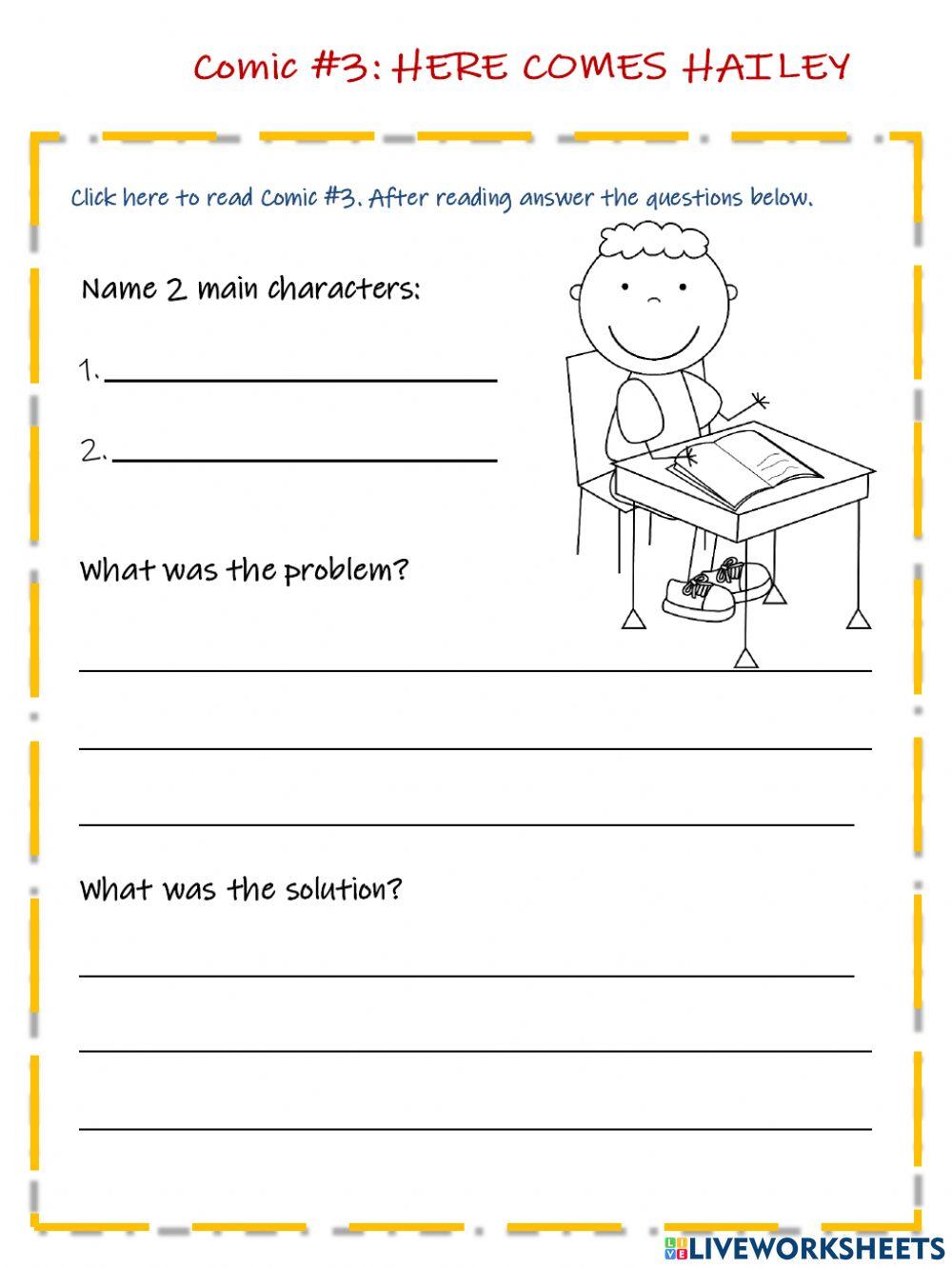 Comic -3. Here comes Hailey worksheet | Live Worksheets